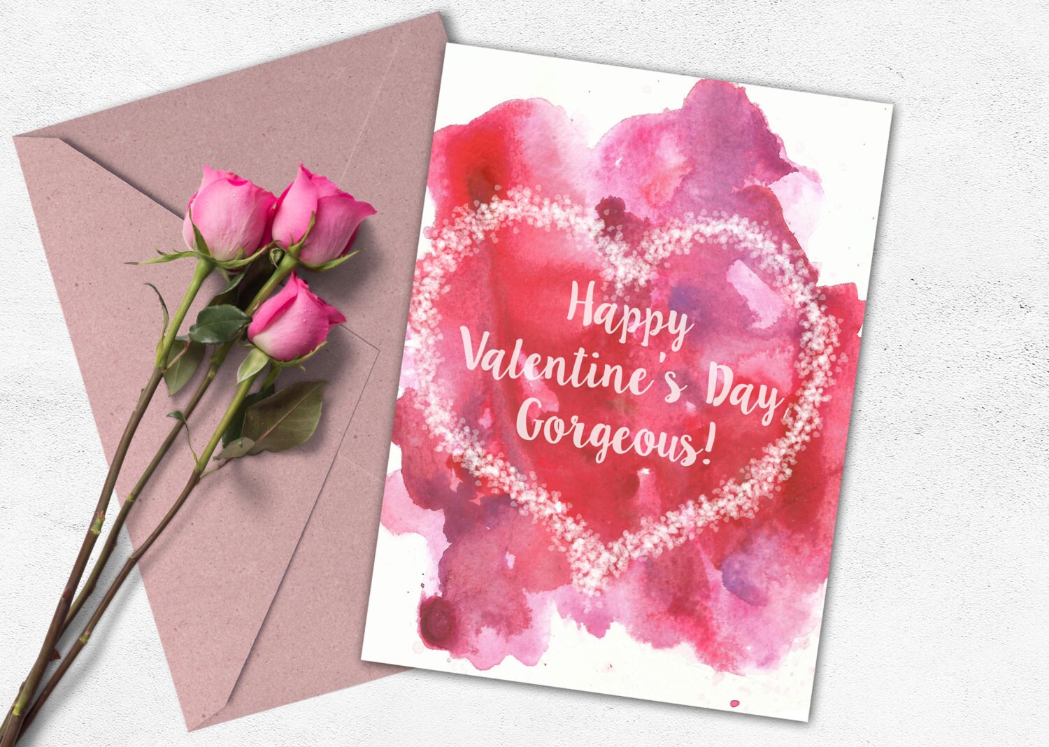 Love Card Printable, Valentine Greeting Card, Romantic Watercolor Card ...