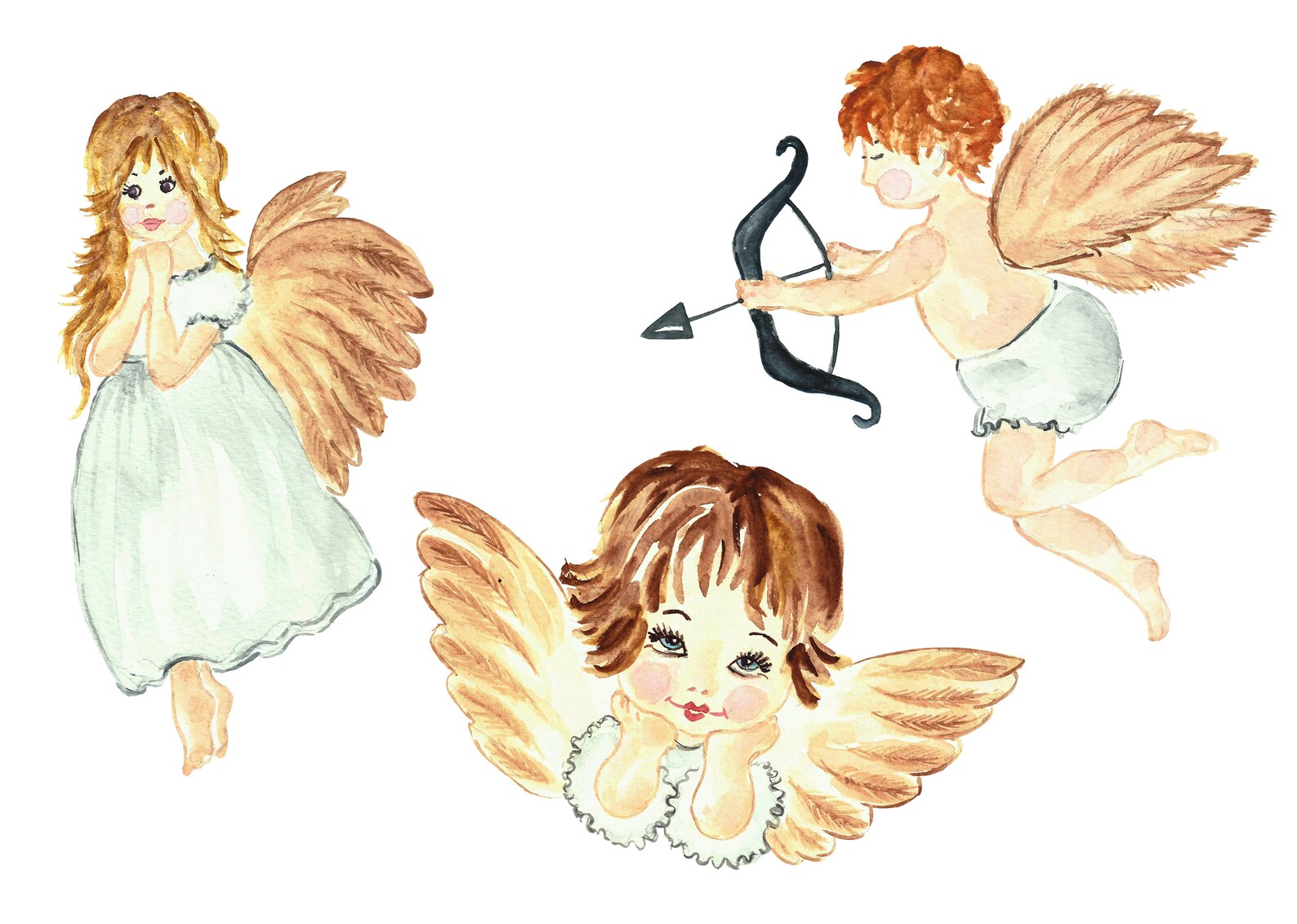 Valentine Angels Watercolor Clip Art. Watercolor Angels. Pastel ...