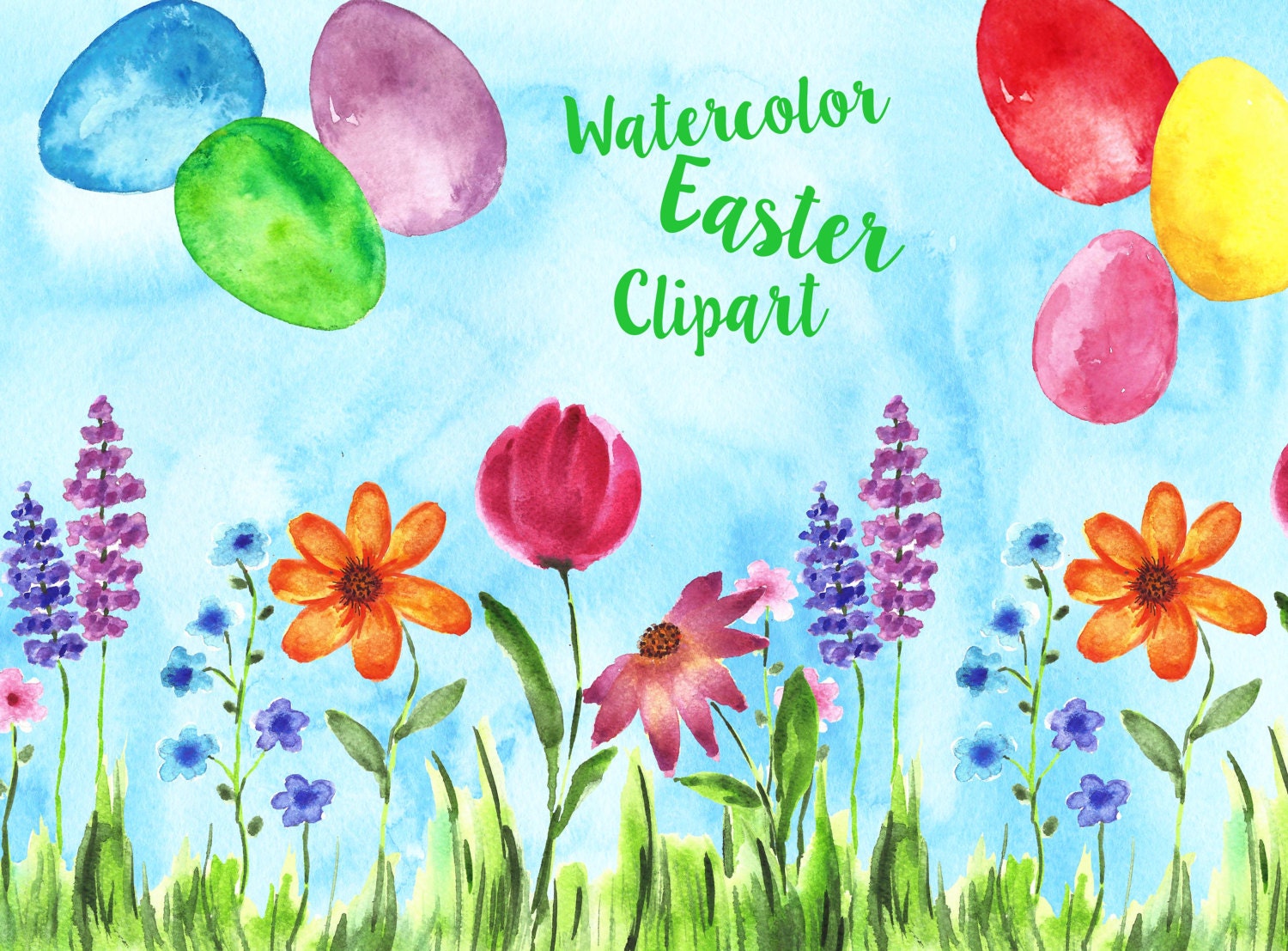 Watercolor Easter Clip Art Easter Clipart Spring Clip Art. - Etsy
