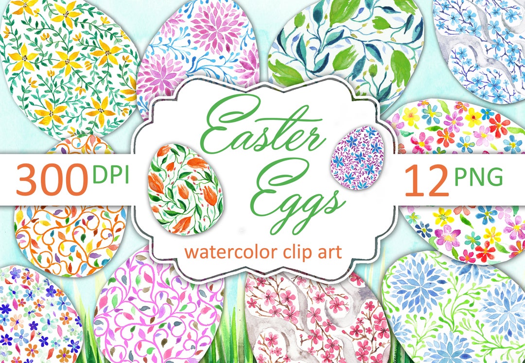 Easter Eggs Clip Art. Watercolor Easter Eggs, Instant Download Easter ...