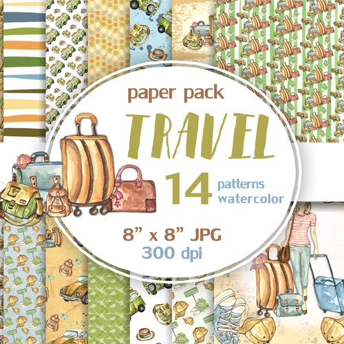 Travel Digital Paper Pack. Vacation Scrapbooking Pages World - Etsy