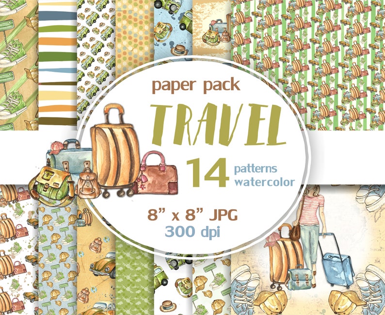 Travel Digital Paper Pack. - Etsy