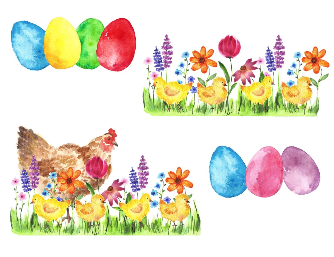 Watercolor Easter Clip Art Easter Clipart Spring Clip Art. - Etsy