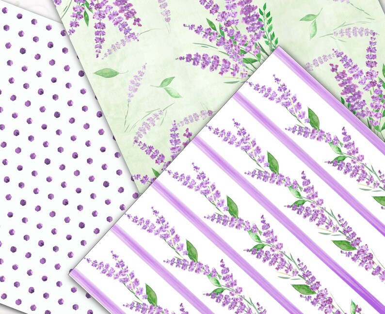Lavender Watercolor Paper Pack. Digital Paper Hand Painted. Lavender ...