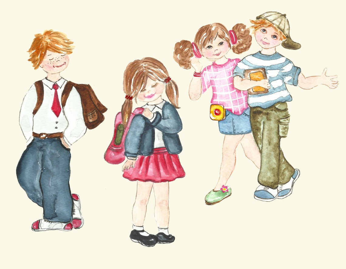 Watercolor School Supplies Clip Art. Back to School Instant | Etsy