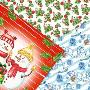 Christmas Snowman Paper Pack. Snowmen Background Watercolor. Christmas ...