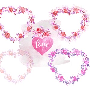 Watercolor Valentine's Clipart. Hearts Clipart, Love Clipart, Red, Pink ...