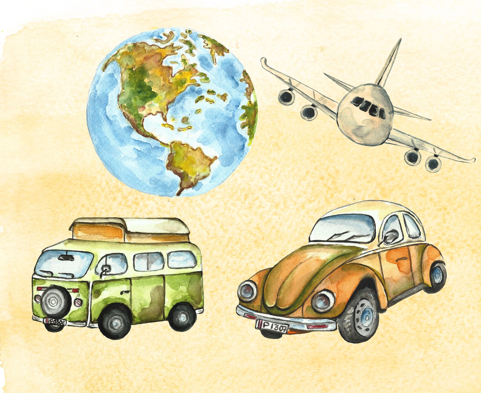 Travel Clip Art. Travel the World Illustration. Trip Adventure Clipart ...