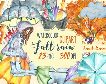 Fall Clipart Watercolor. Autumn Clip Art Instant Download. | Etsy