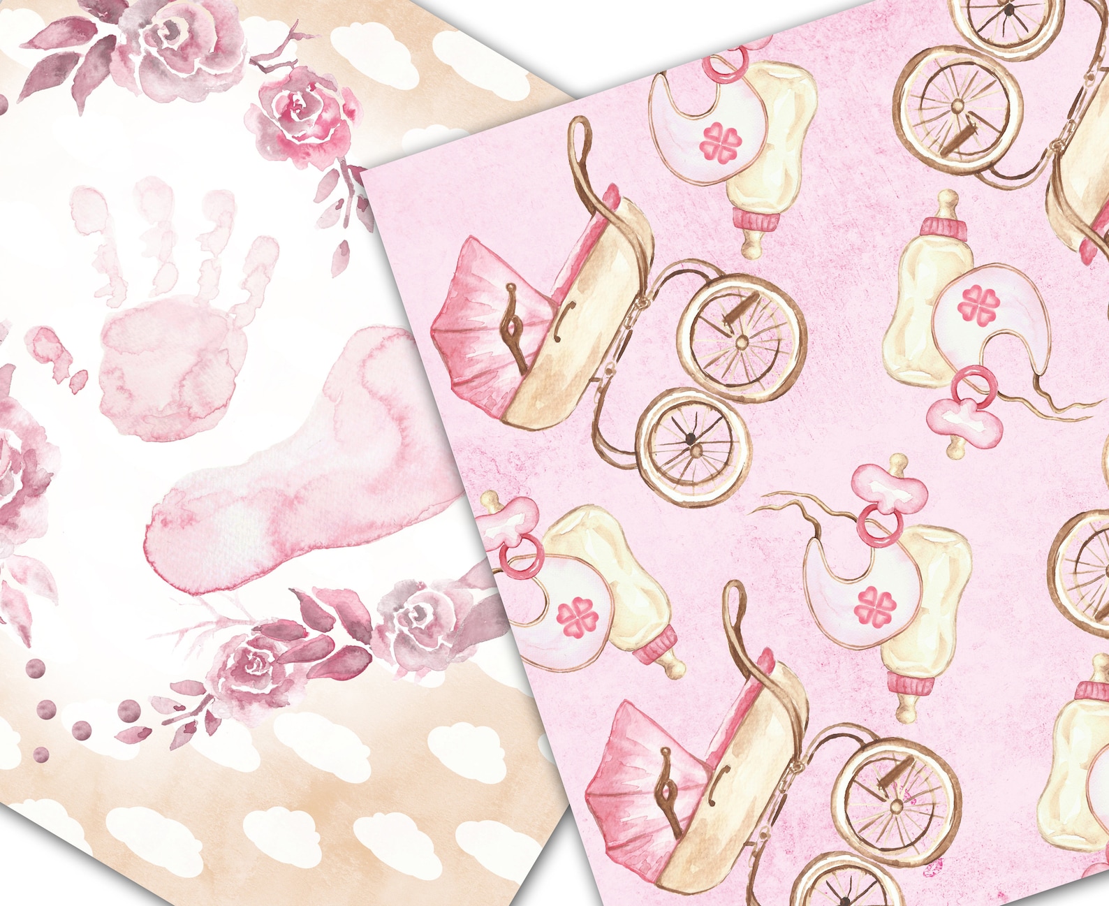 Baby Girl Paper Pack. Watercolor Baby Digital Paper. Baby - Etsy