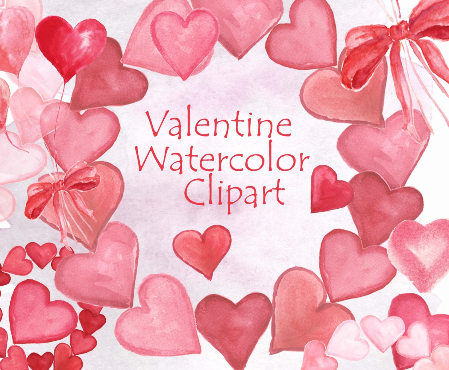Valentine Hearts Watercolor, Valentines Clipart, Love Clipart Hearts ...