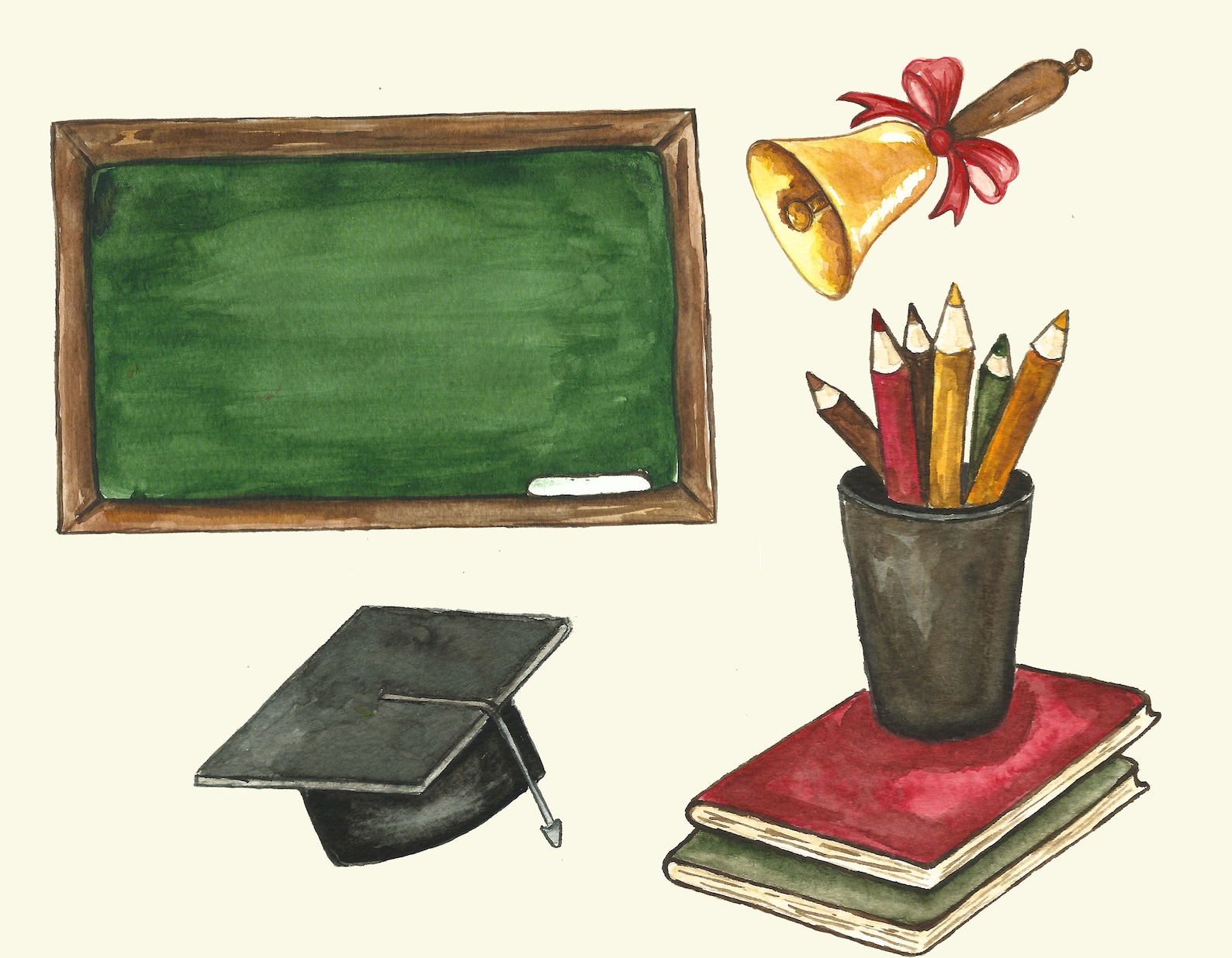 Watercolor School Supplies Clip Art. Back to School Instant Download ...