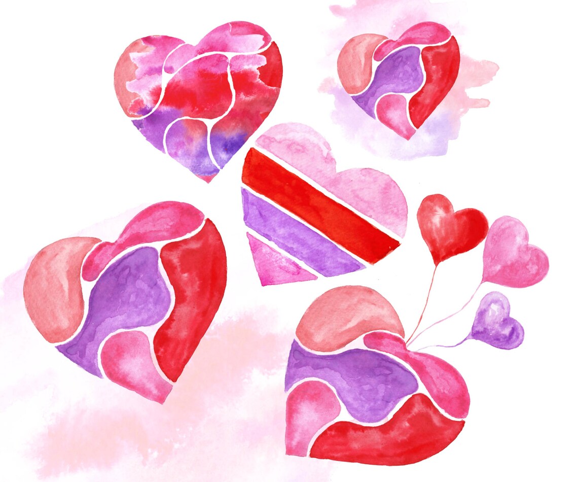 Valentine Clipart. Love Clipart. Red Pink Purple Clipart - Etsy