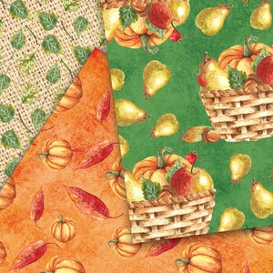 Fall Paper Pack. Autumn Digital Paper Hand Painted. Fall Leaves Pumpkin ...