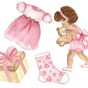 Baby Girl Clip Art African American Baby Clipart Watercolor Dark Skin ...