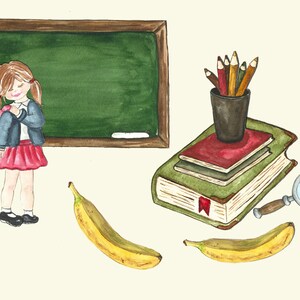 Watercolor School Supplies Clip Art. Back to School Instant Download ...