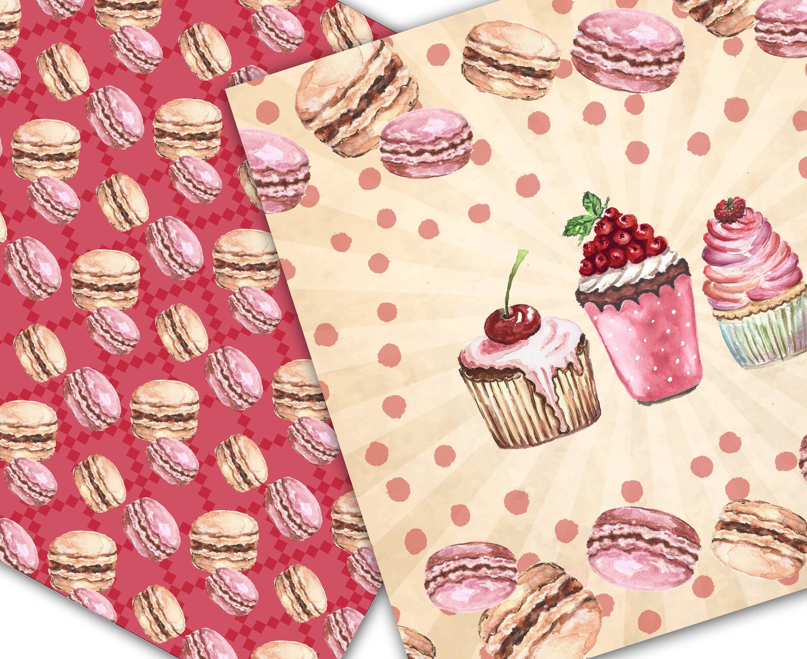 Cake Paper Pack Watercolor. Digital Paper Cupcake. Sweets - Etsy