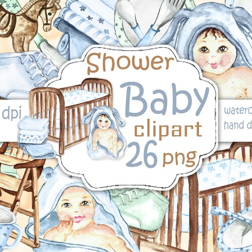 Baby Boy Clipart Watercolor Art Set Baby Shower Clipart - Etsy Canada