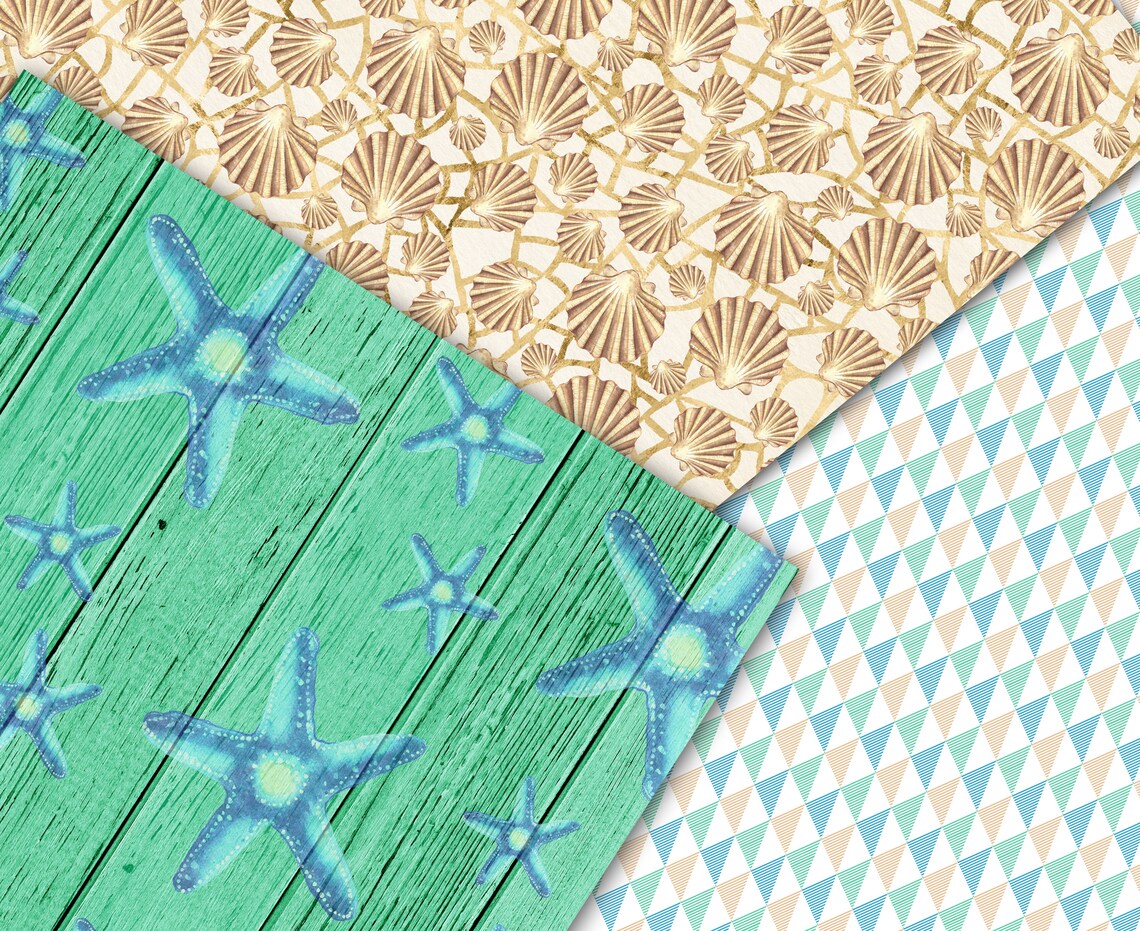 Under the Sea Paper Pack. Shell Paper Watercolor. Sea Pattern ...