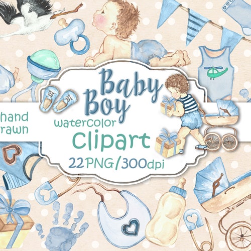 Baby Boy Clipart Watercolor Art Set Baby Shower Clipart - Etsy Canada