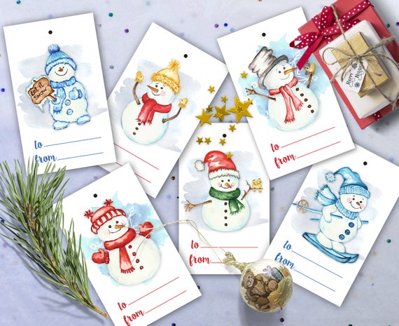 Printable Snowman Tags Christmas Gift Tag Snowman Stock Illustrations
