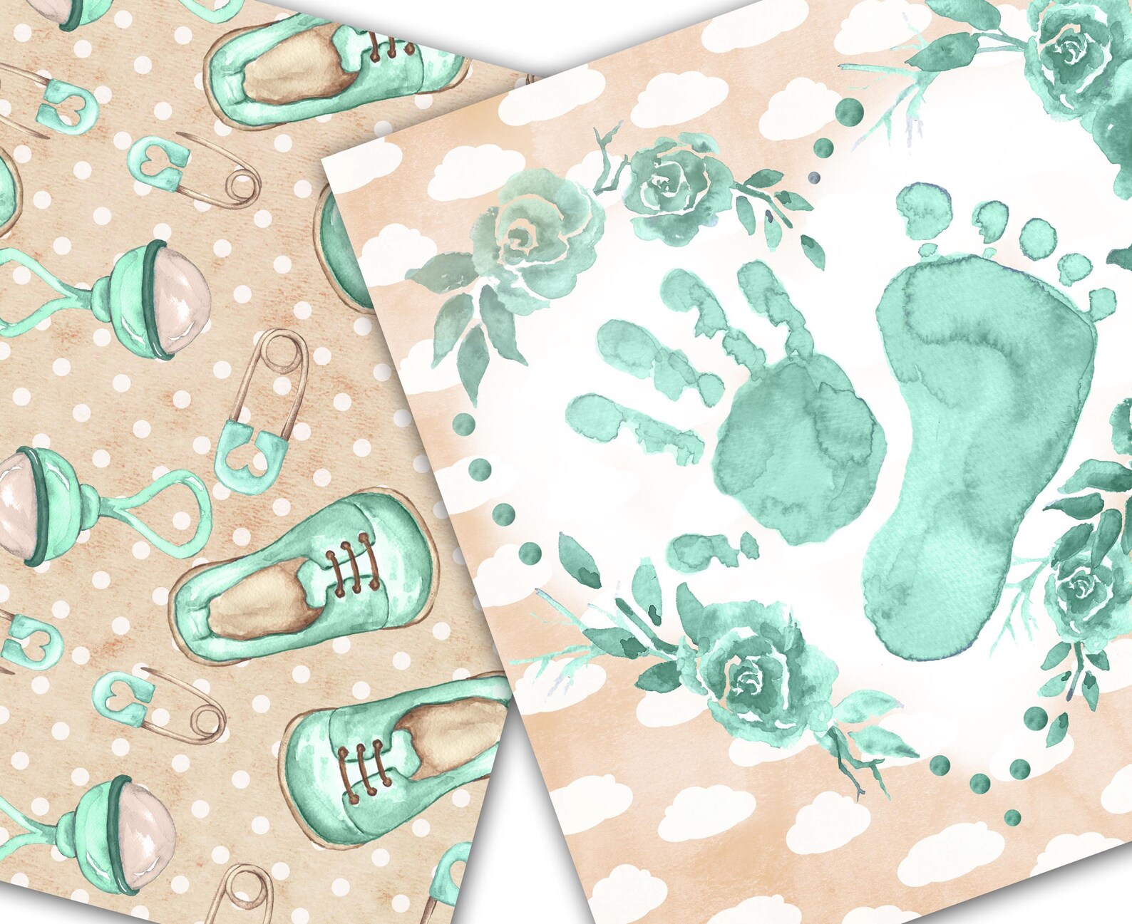 Baby Paper Pack. Watercolor Baby Digital Paper. Baby Patterns | Etsy