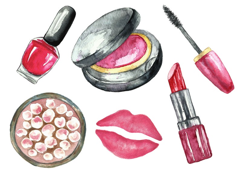 Makeup Cosmetic Clip Art. Beauty Watercolor Images. Make up Cosmetic ...