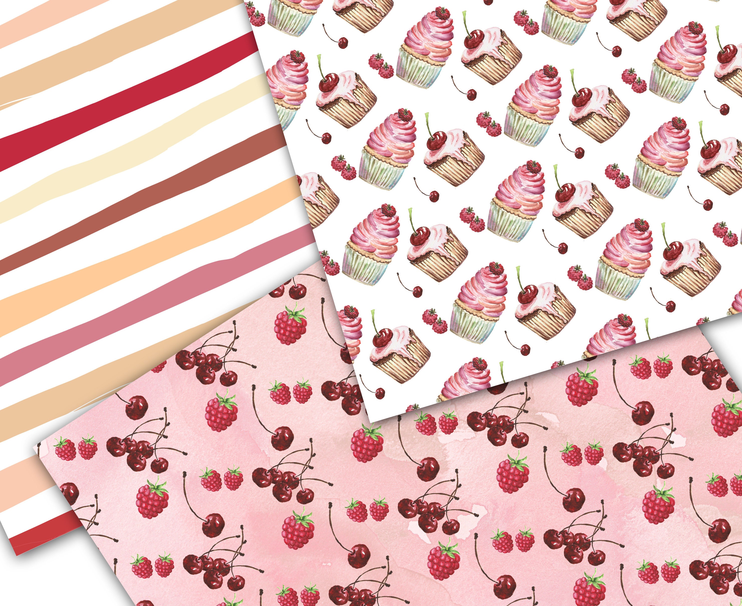 Cake Paper Pack Watercolor. Digital Paper Cupcake. Sweets - Etsy