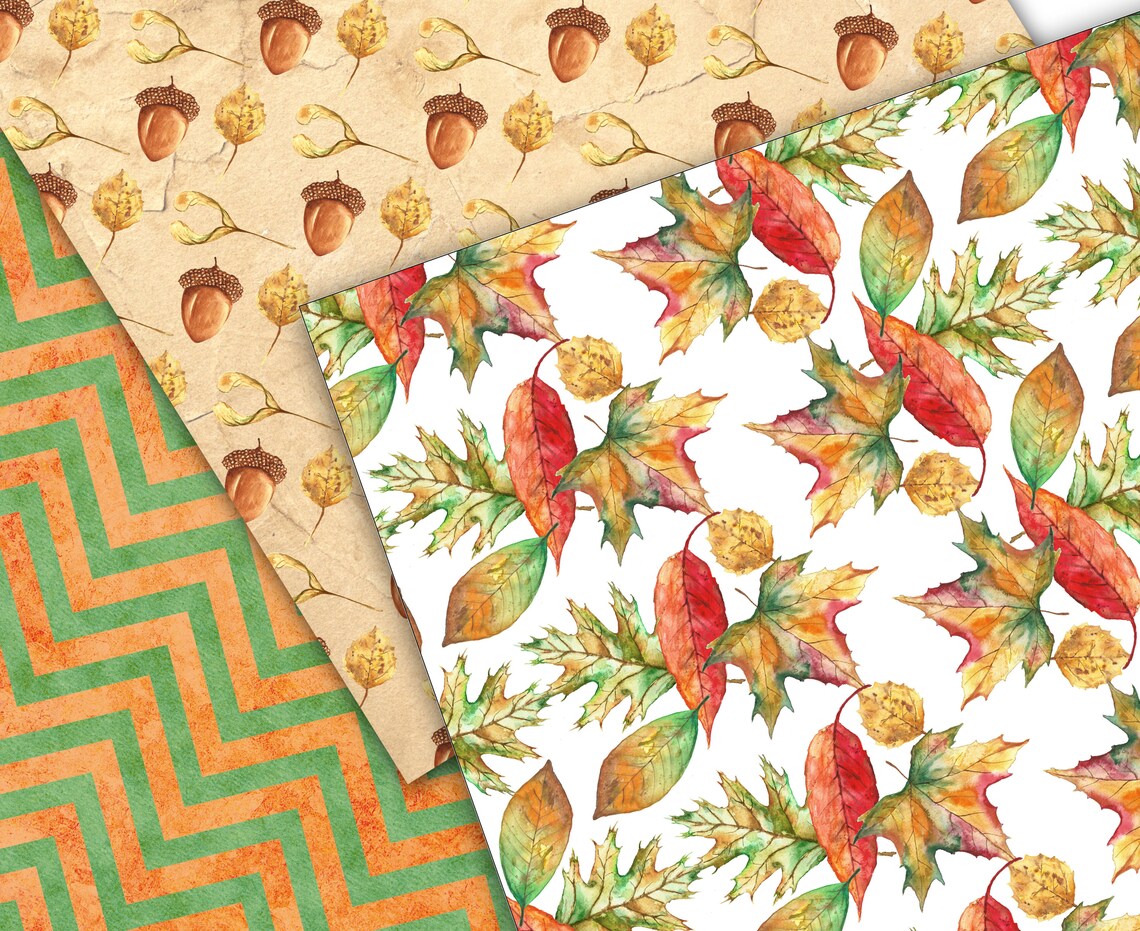 Fall Paper Pack. Autumn Digital Paper Hand Painted. Fall - Etsy