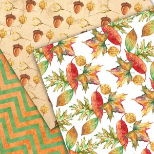 Fall Paper Pack. Autumn Digital Paper Hand Painted. Fall Leaves Pumpkin ...