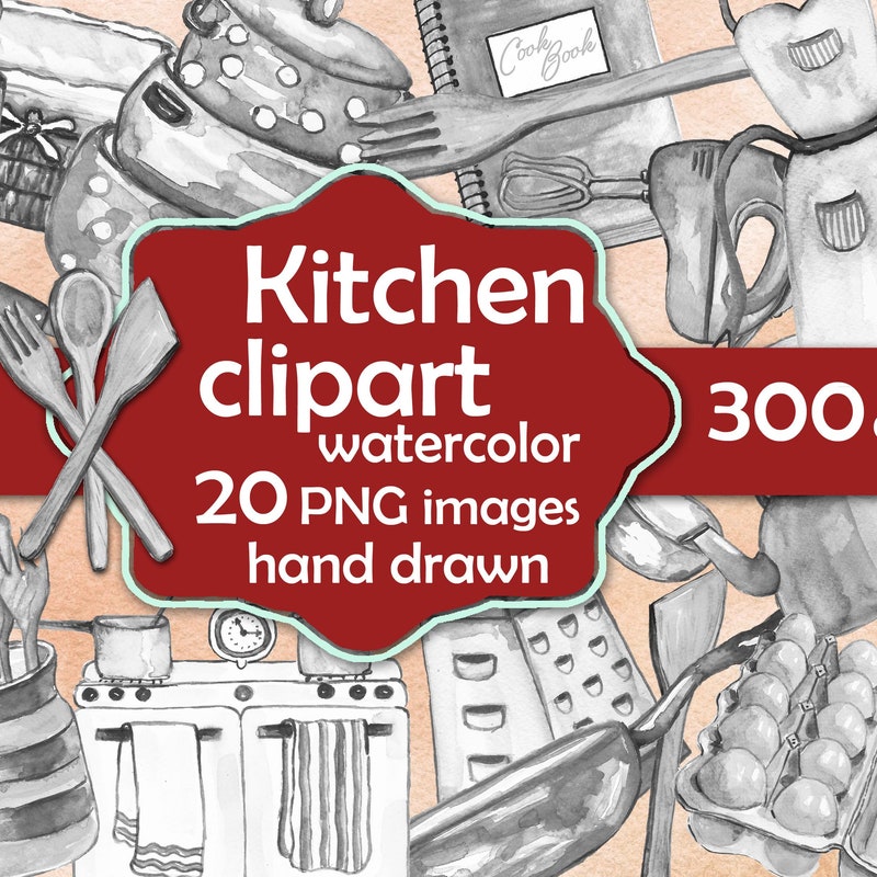 Cooking Clipart Black and White - Etsy