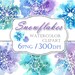 Snowflakes Watercolor Clip Art. Winter Clipart Purple Blue. - Etsy