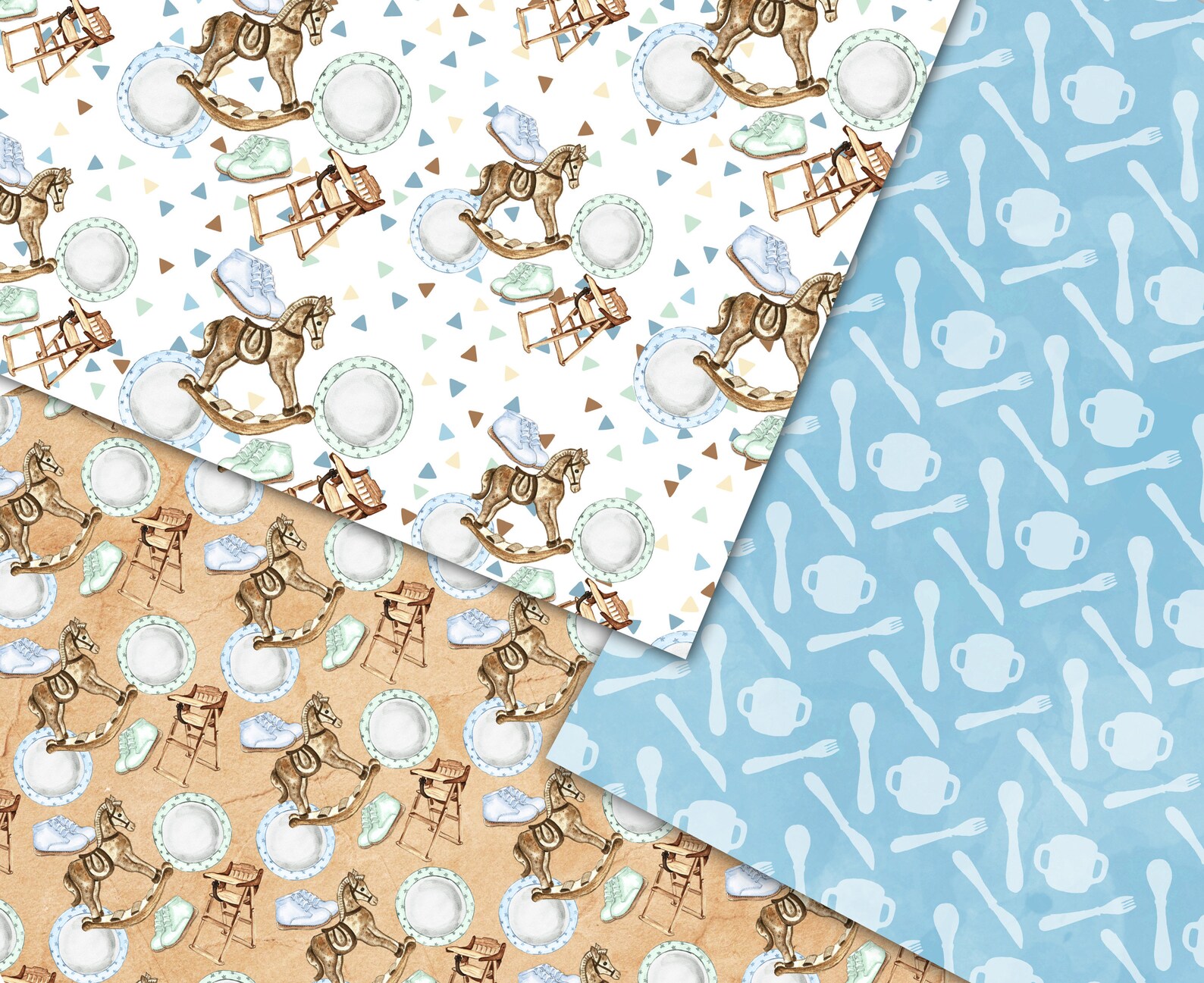 Baby Shower Paper Pack. Nursery Background. Baby Paper Purple Green ...