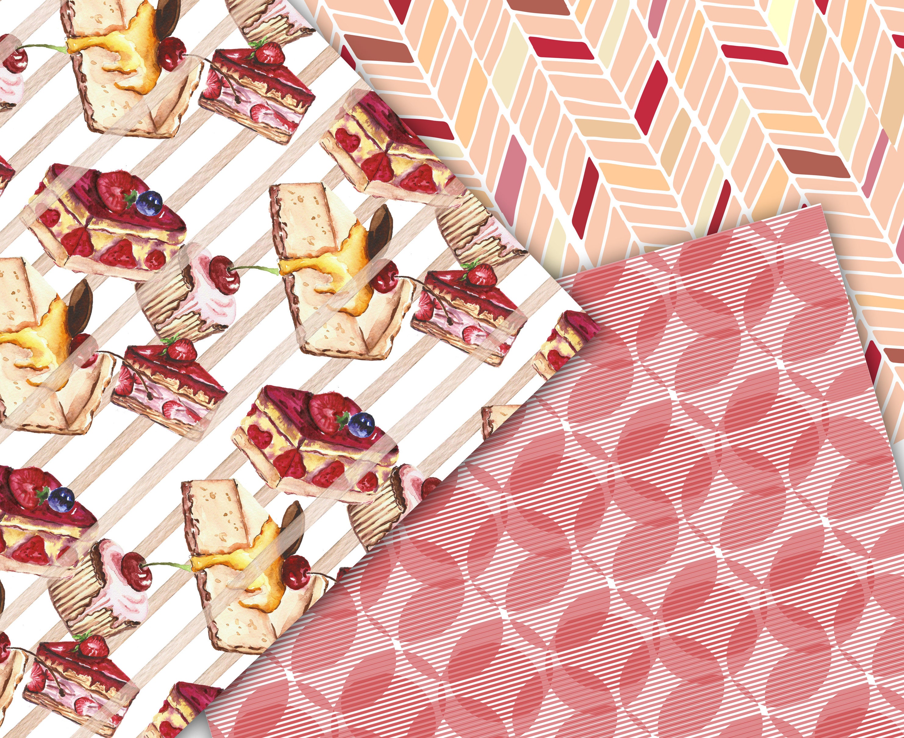 Cake Paper Pack Watercolor. Digital Paper Cupcake. Sweets - Etsy