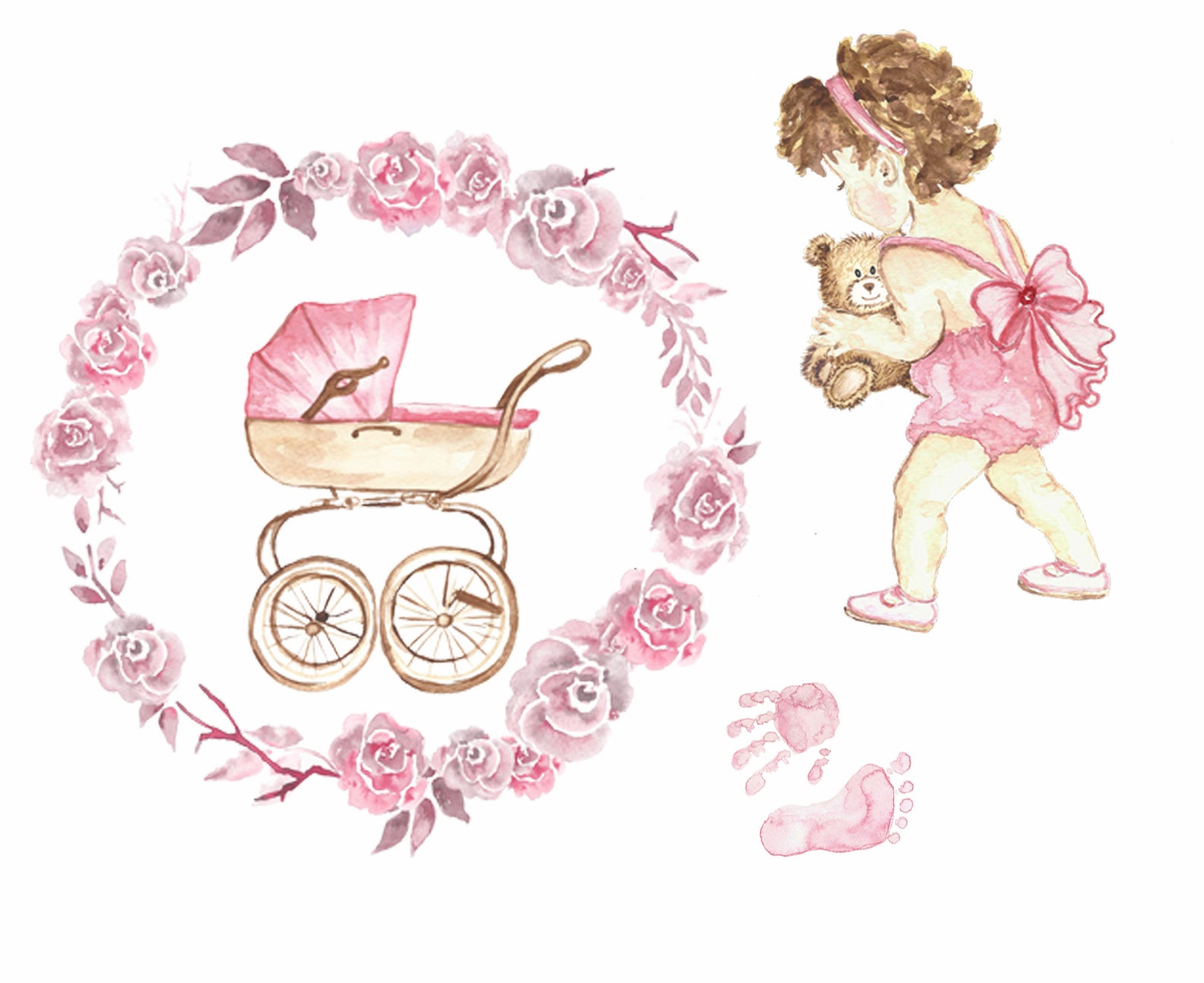 Baby Girl Clip Art Baby Clipart Pregnancy Nursery Watercolor Baby ...