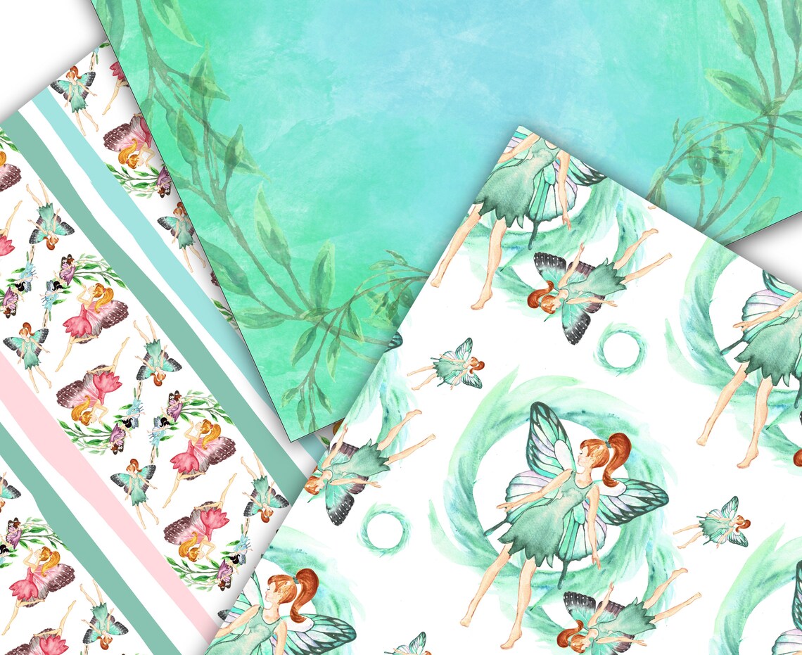 Fairy Watercolor Paper Pack. Spring Fairy Background. Digital - Etsy