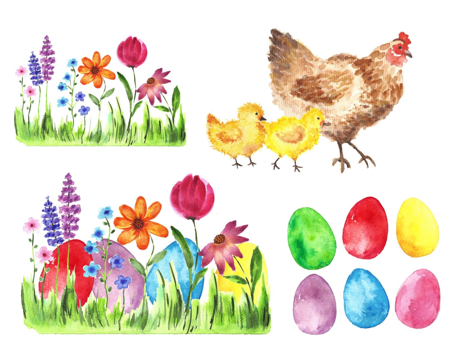 Watercolor Easter Clip Art Easter Clipart Spring Clip Art. - Etsy
