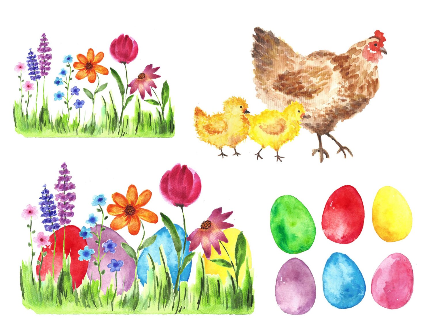 Watercolor Easter Clip Art Easter Clipart Spring Clip Art. - Etsy