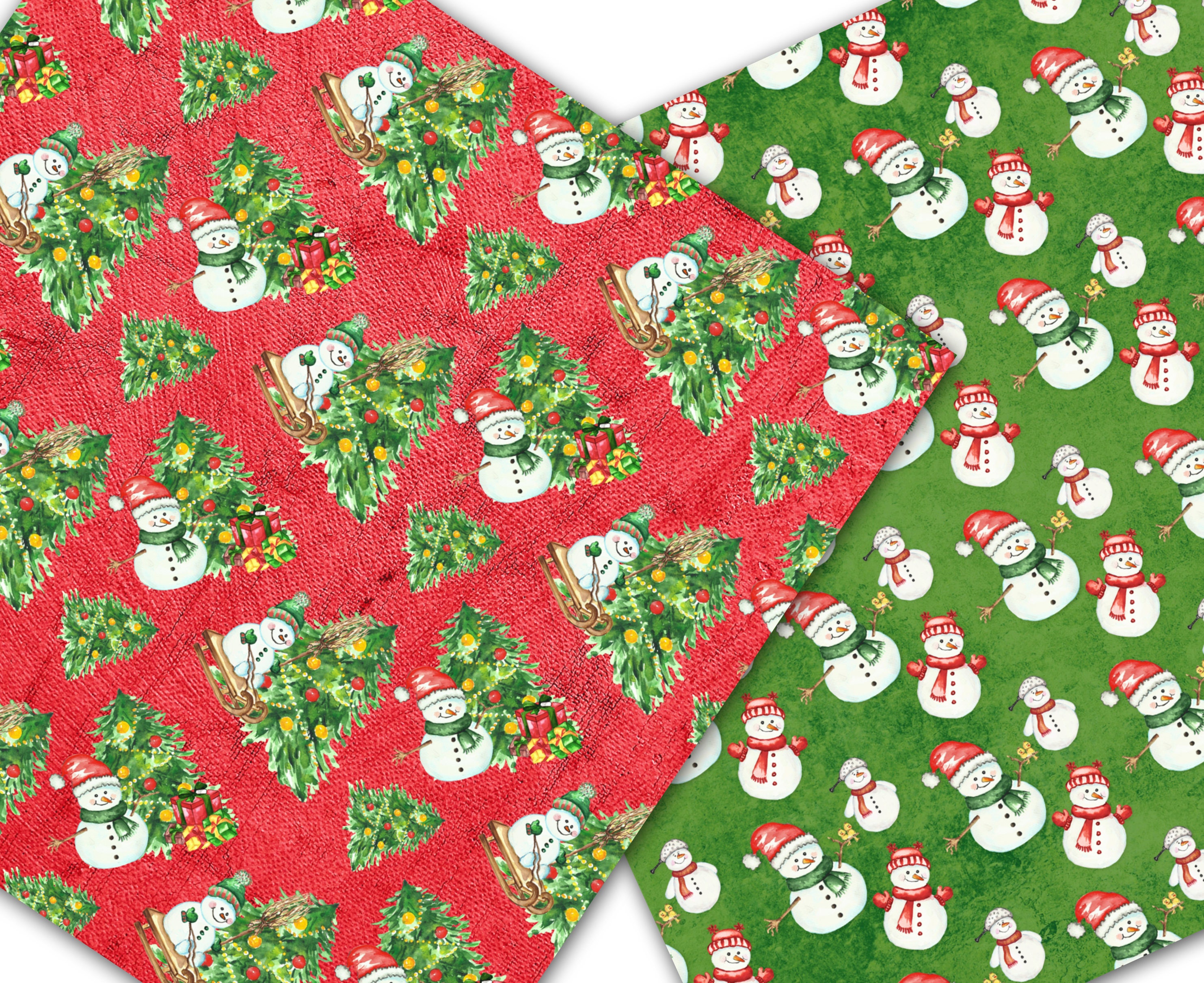 Christmas Snowman Paper Pack. Snowmen Background Watercolor. Christmas ...