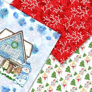 Christmas Snowman Paper Pack. Snowmen Background Watercolor. Christmas ...
