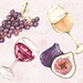 Wine and Cheese Clipart. Hand Painted Watercolor Wine Cheese Grapes ...