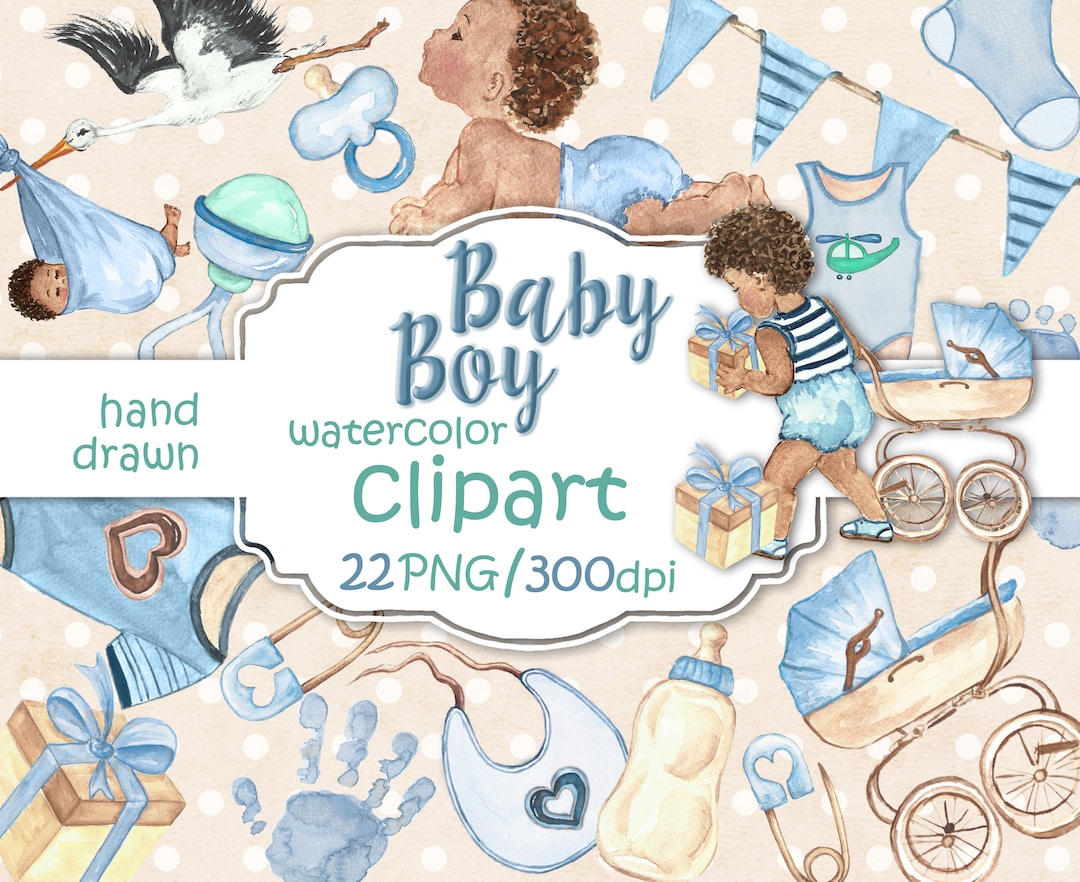 Baby Boy Clipart African American Baby Clip Art Dark Skin Tone Baby ...