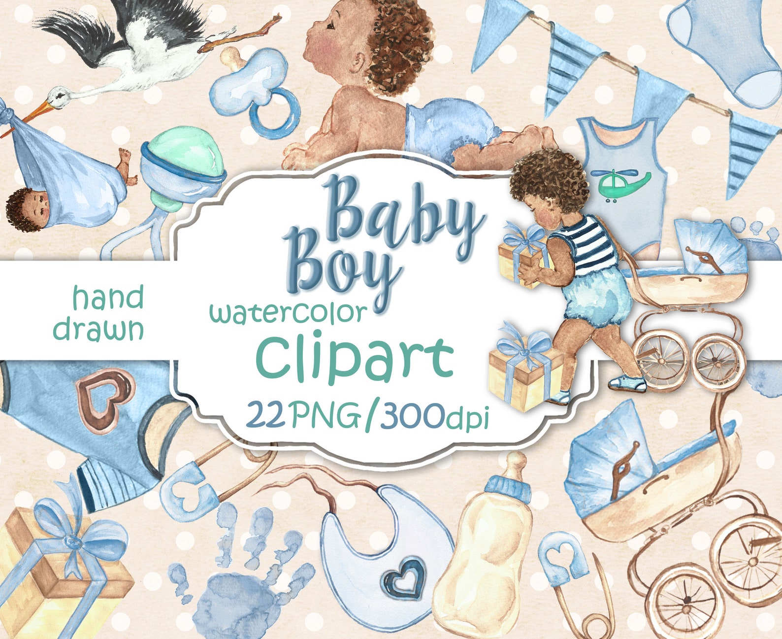 Baby Boy Clipart African American Baby Clip Art Dark Skin Tone Baby ...