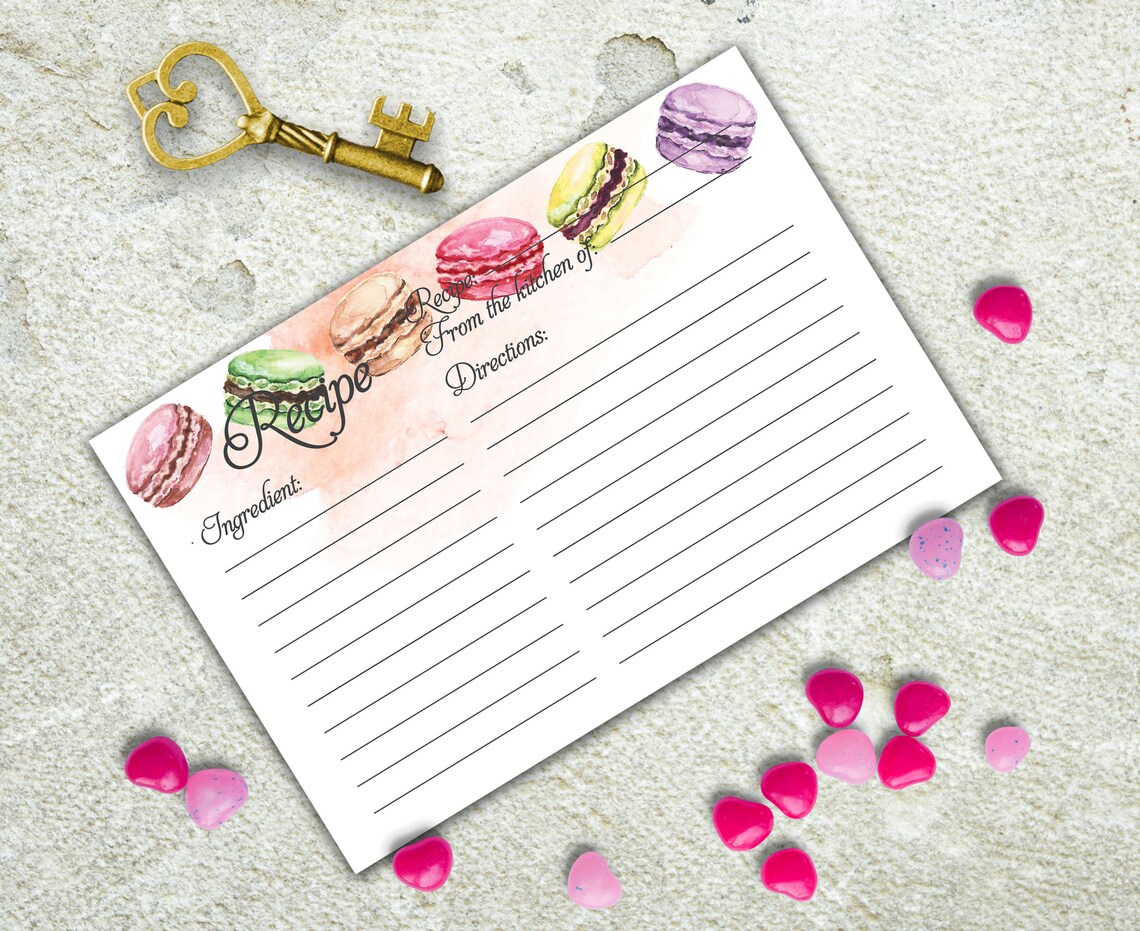 Recipe Card Printable Instant Download Recipe Card Watercolor French ...
