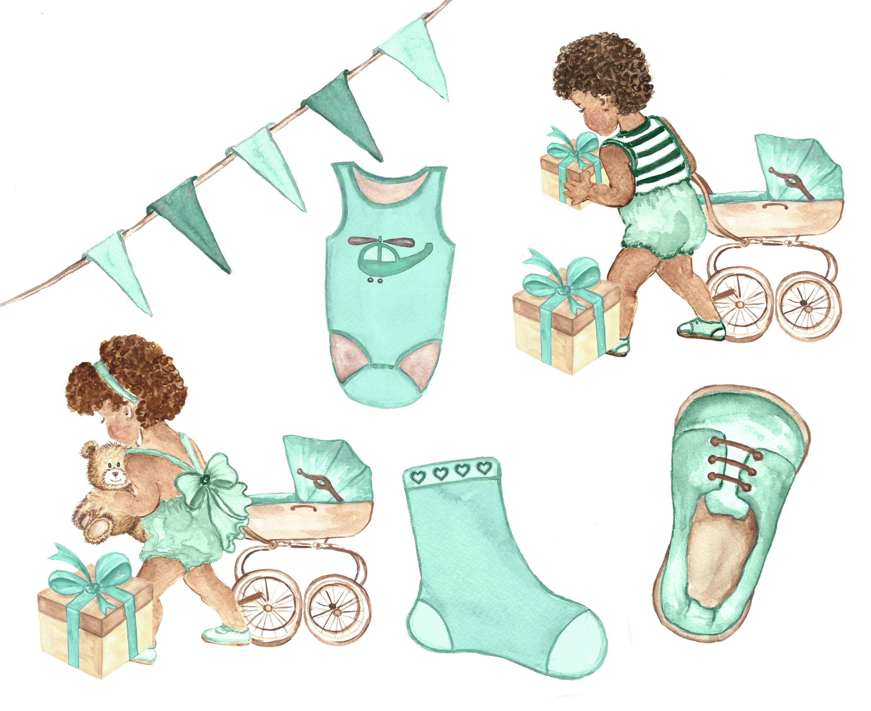 African American Baby DIY Pack Baby Boy Clipart Baby Girl Clipart Baby ...