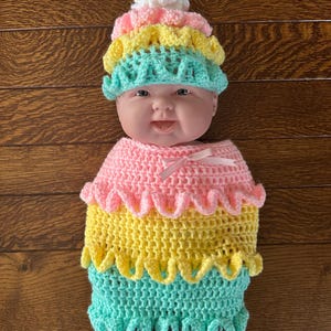 Crochet (0-1M) Baby Ice Cream Cone Cocoon Set, Photo Prop Baby Gift - Etsy
