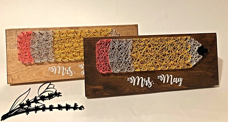 Teachers gift / sign pencil or crayon string art with name | Etsy