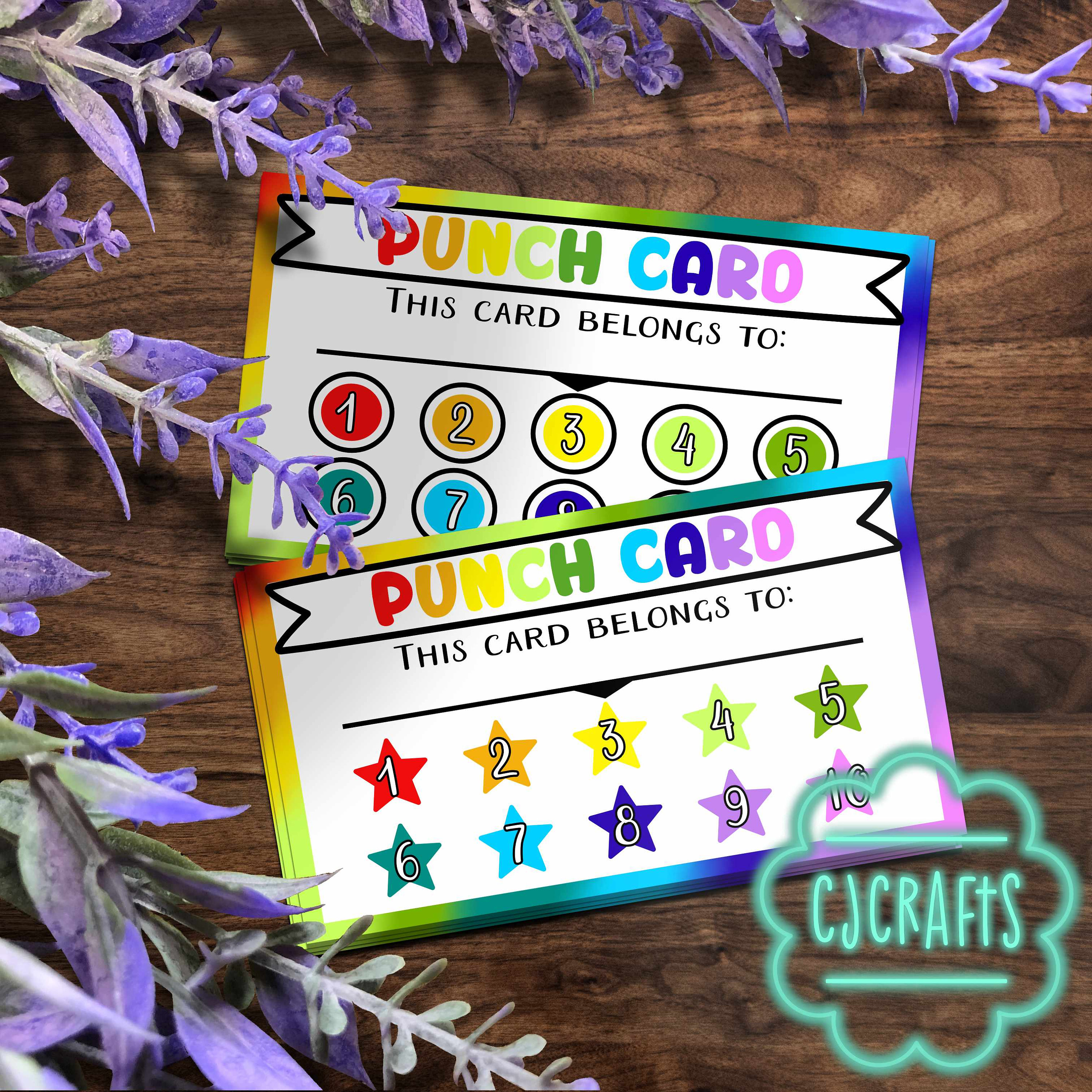 Classroom Incentives / Punch Cards / Homework Punch Card / Colorful and ...