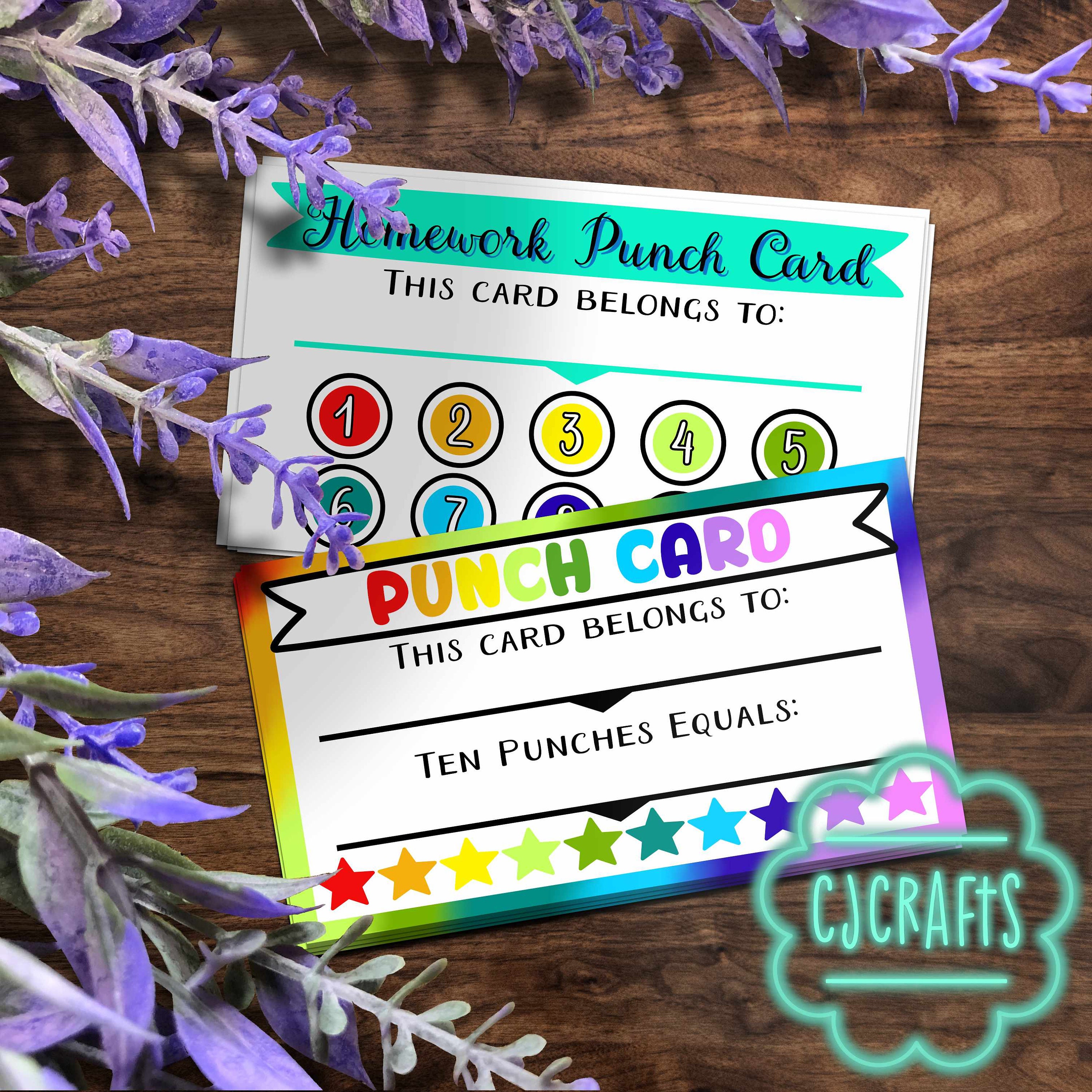 Classroom Incentives / Punch Cards / Homework Punch Card / - Etsy