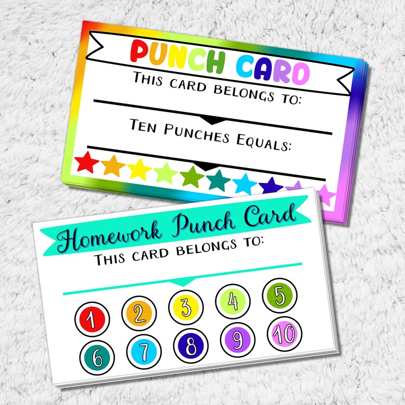 Classroom Incentives / Punch Cards / Homework Punch Card / | Etsy